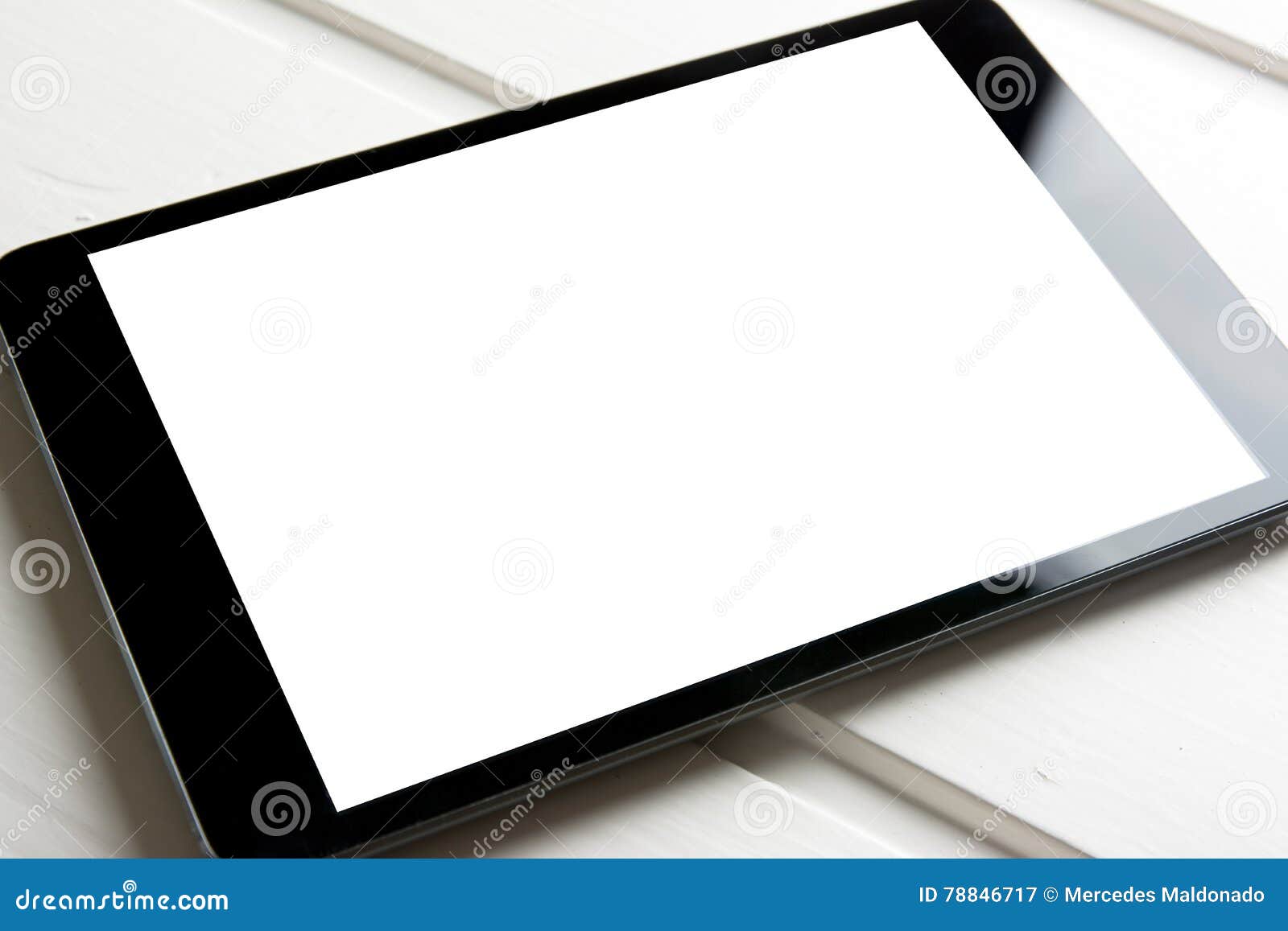 Generic Tablet Pc on Top of Wooden Table Stock Image - Image of office ...