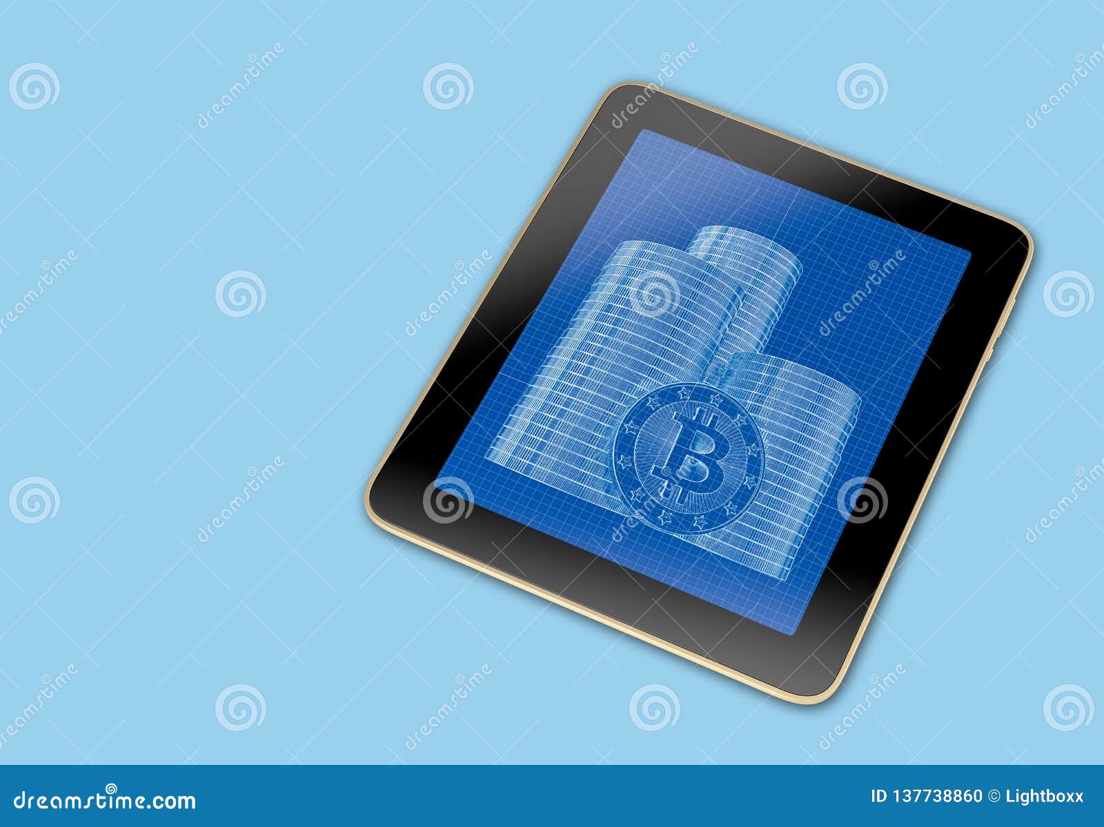 Generic Tablet with Stacks of Bitcoins on Screen Stock Photo - Image of ...