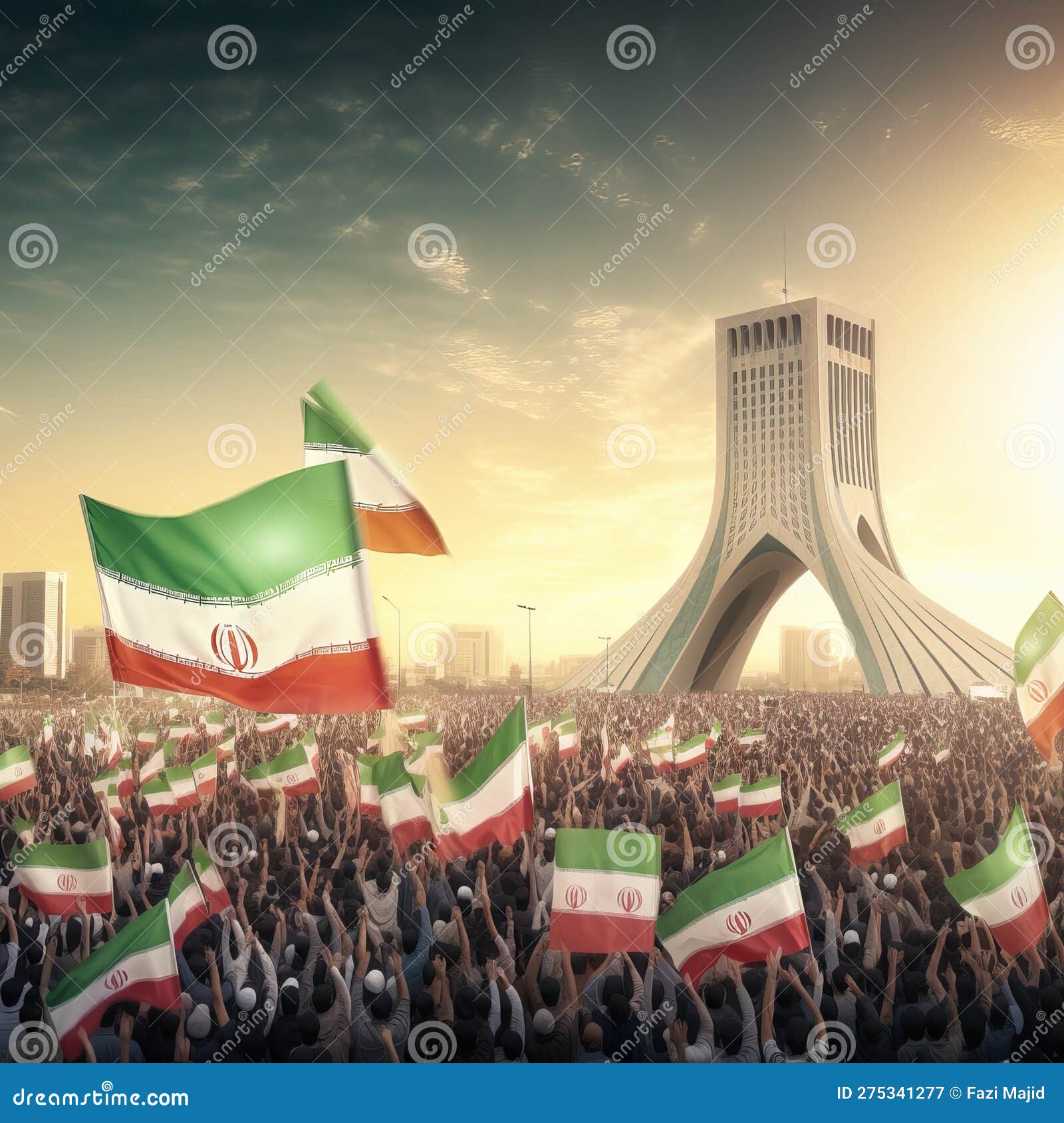 Generic Unrecognizable Crowds Cheering or Demonstrating with Waving ...