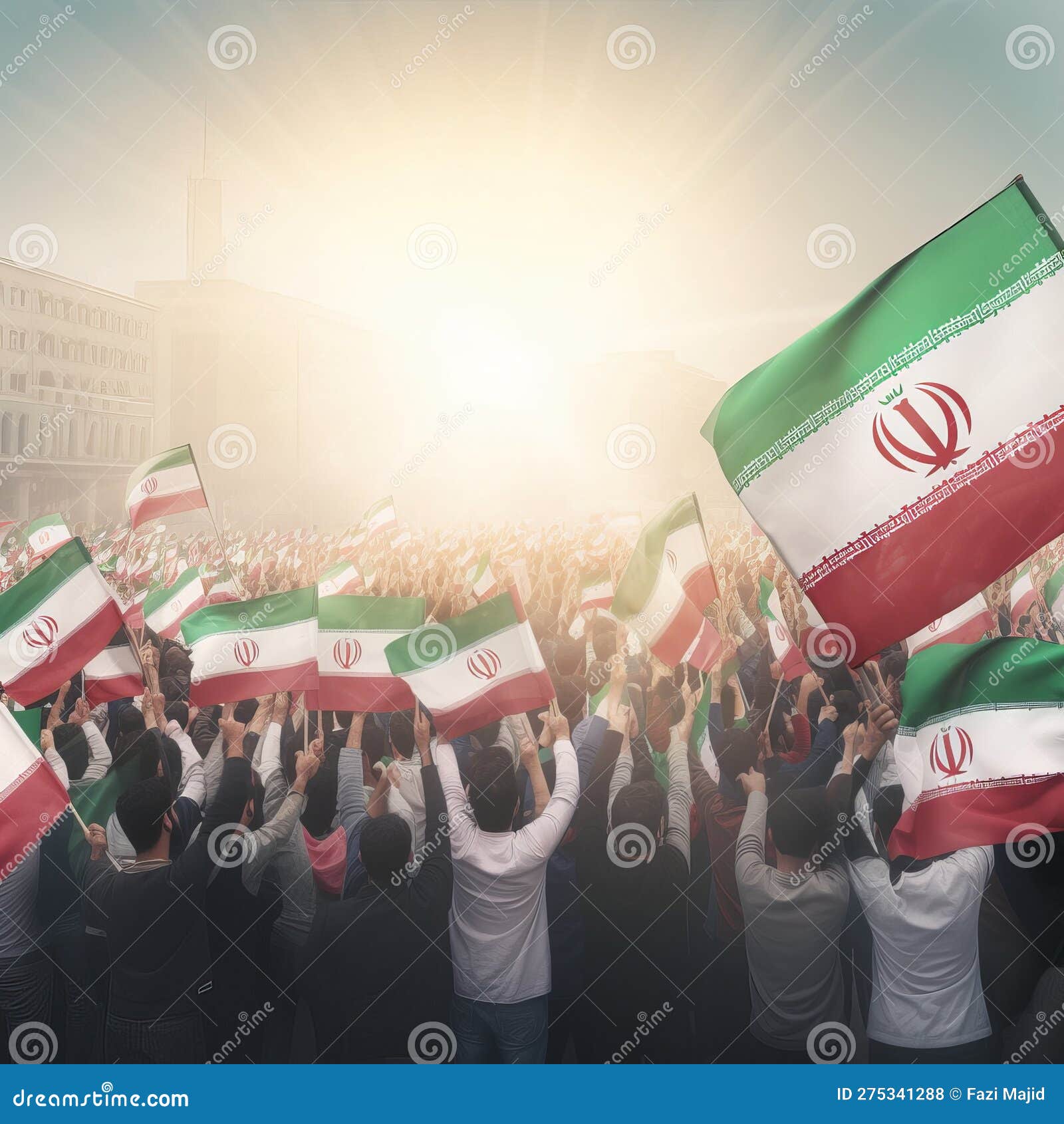 Generic Unrecognizable Crowds Cheering or Demonstrating with Waving ...