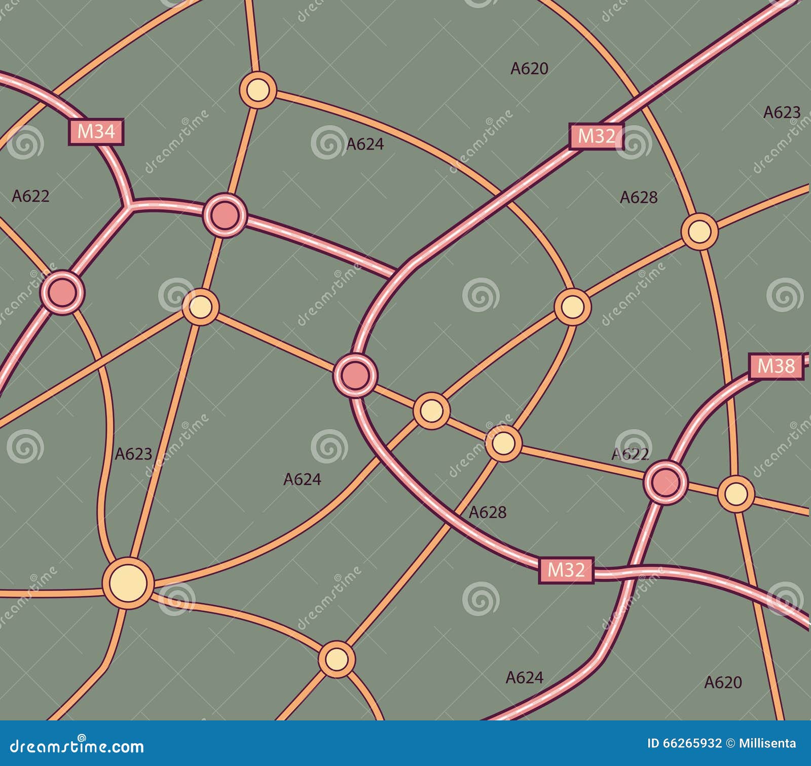 Generic Vector Road Map with Highways an Local Roads Stock Vector ...