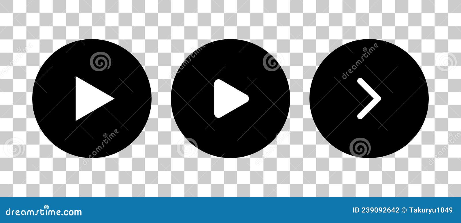 A Set of Black Circle Play Button Icons. the Background is Transparent ...