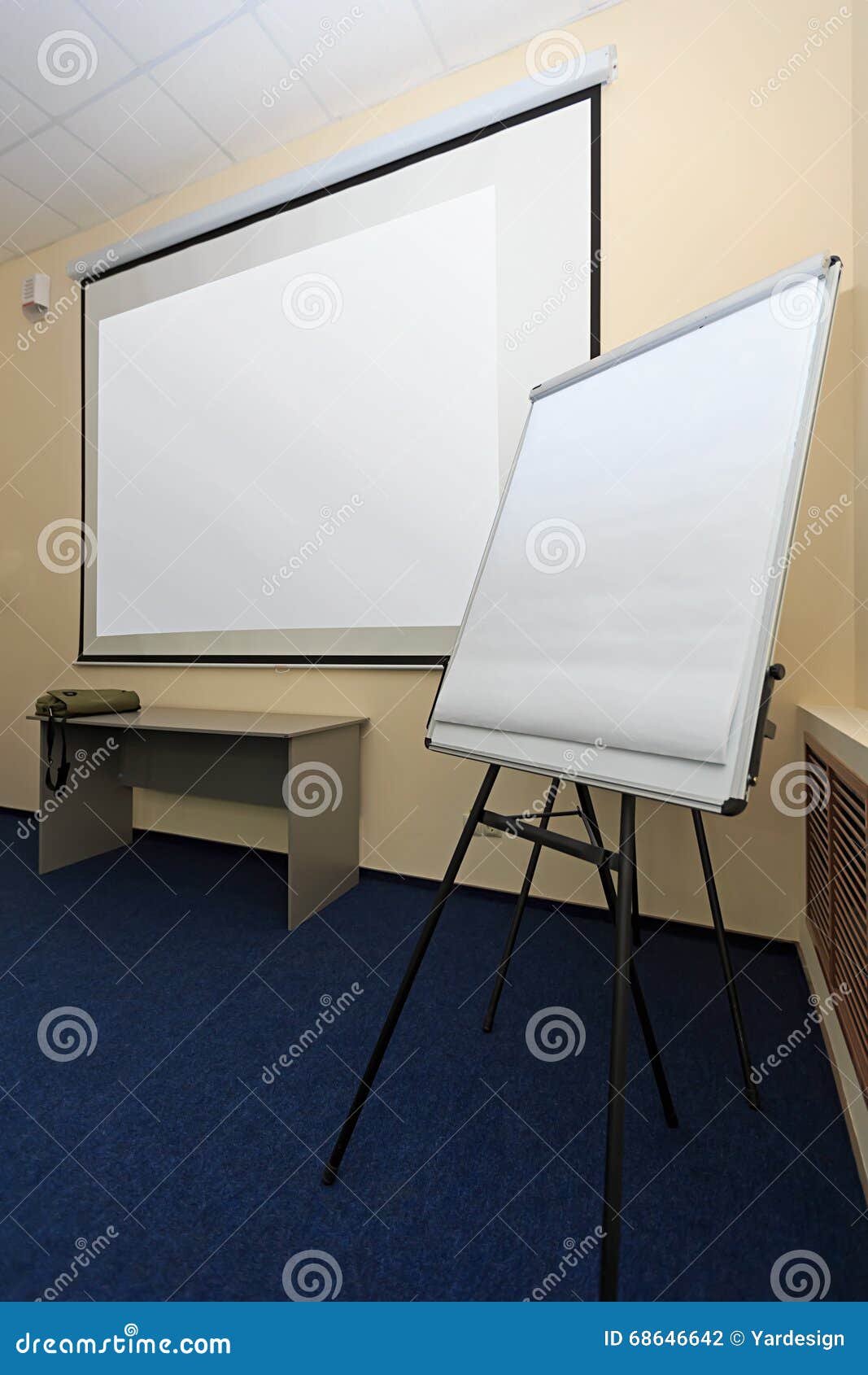 Generic View of Blank Screen of Projector Canvas and White Board in ...