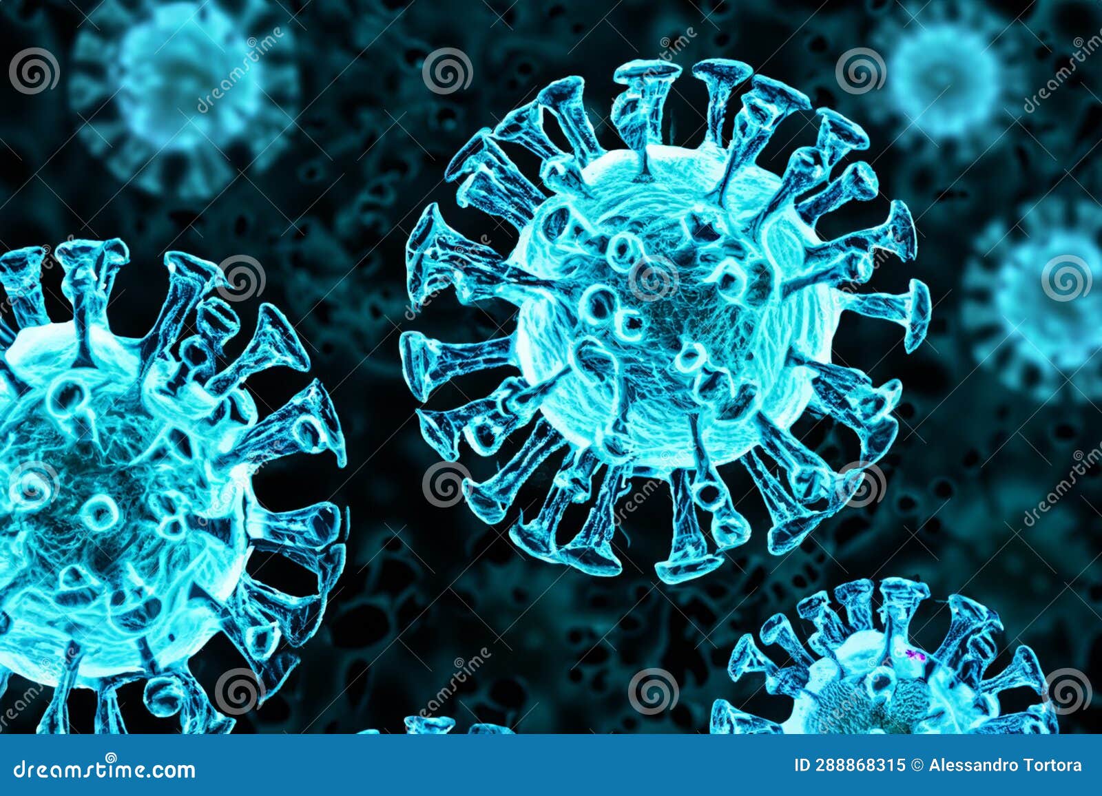Generic Virus Cell Seen Under a Microscope, Floating in the Fluid of a ...
