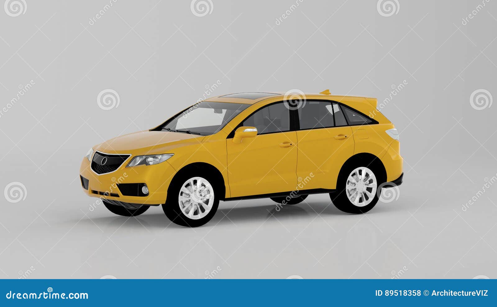 Generic Yellow SUV Car Isolated on White Background, Front View Stock ...