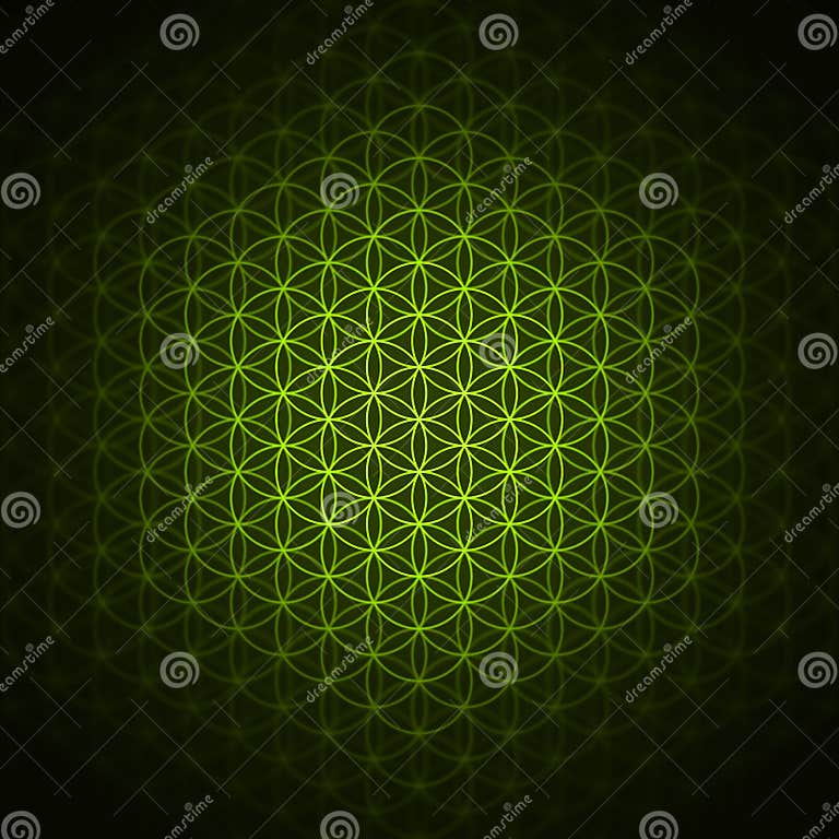 Genesis Pattern - the Flower of Life Green Stock Illustration ...