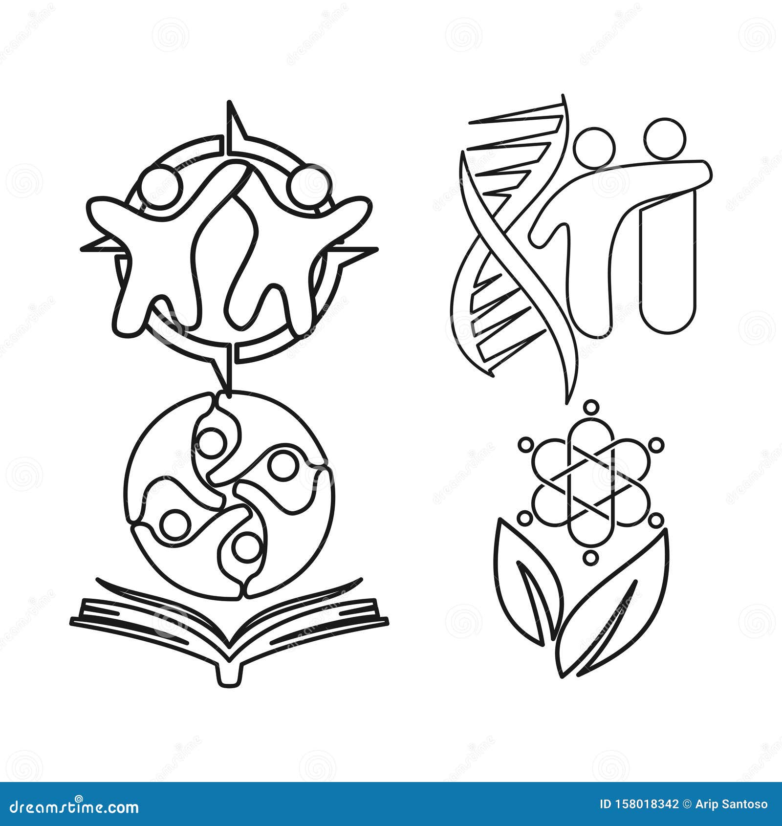 Genetic Book Leaf Commitment Teamwork Together Outline Logo Stock Vector - Illustration of agree ...
