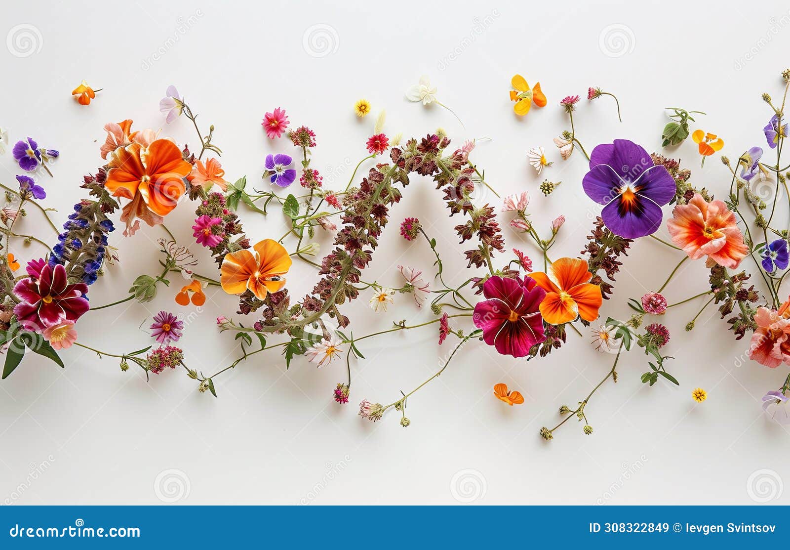 Genetic Code Blooms Flowers Arranged To Symbolize DNA Structure on a ...