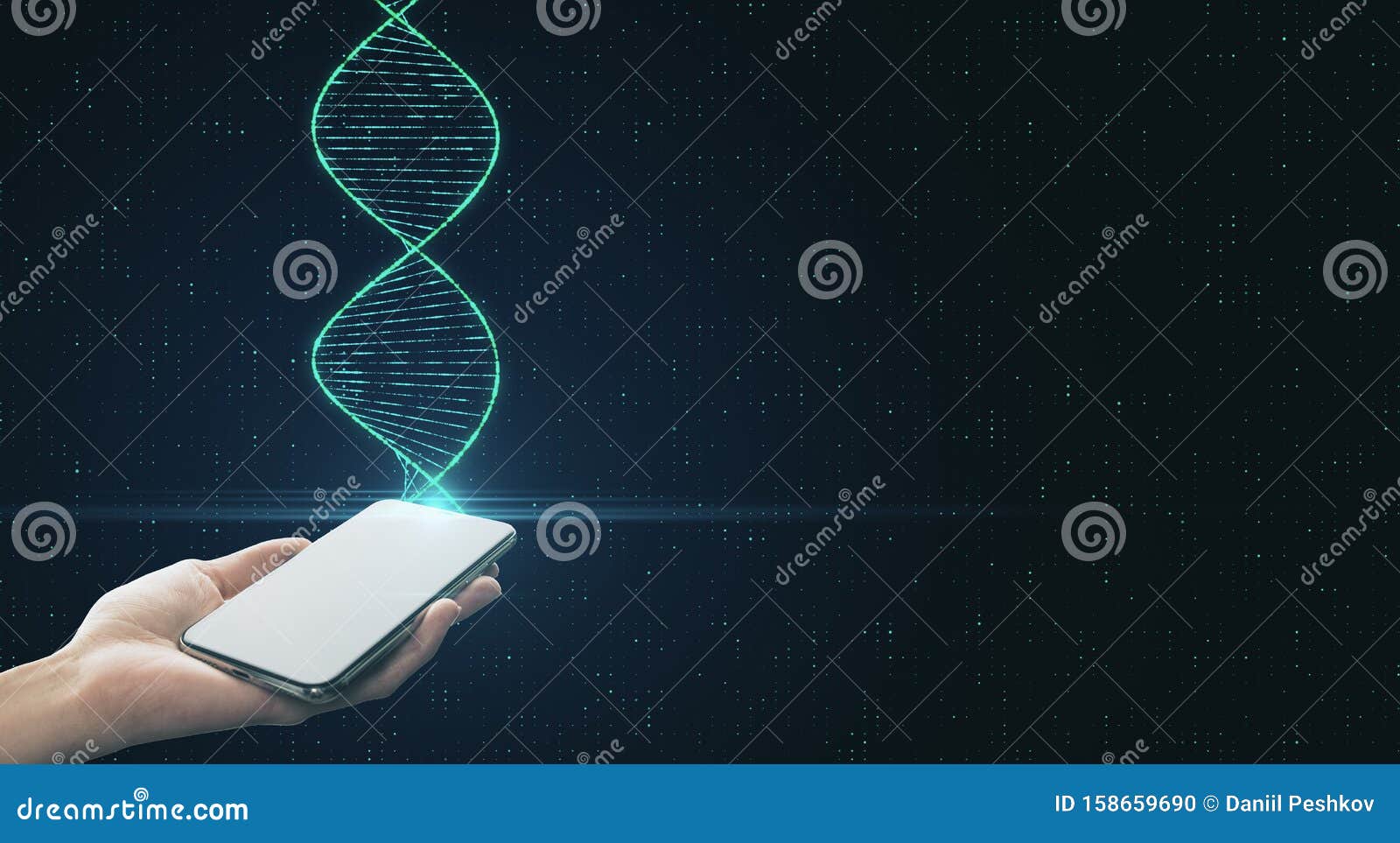 Genetic Engineering and Analysis Concept with Digital Dna Spiral and ...