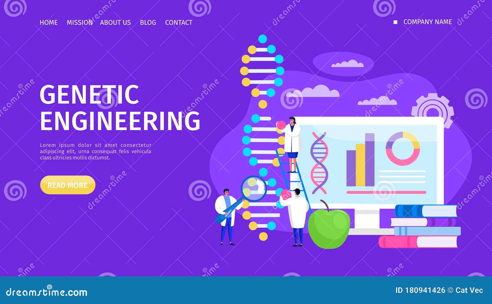 Genetic Engineering, Changing DNA Structure Landing Vector Illustration ...