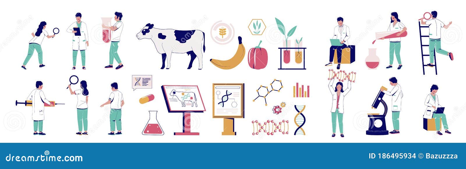 Genetic Engineering Character Set, Vector Flat Isolated Illustration ...