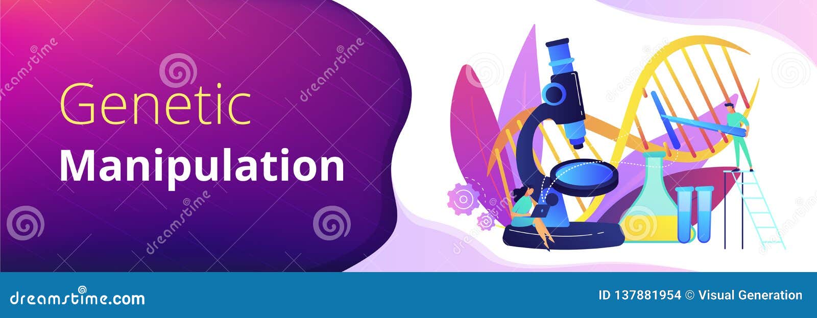 Genetic Engineering Concept Banner Header. Stock Vector - Illustration ...