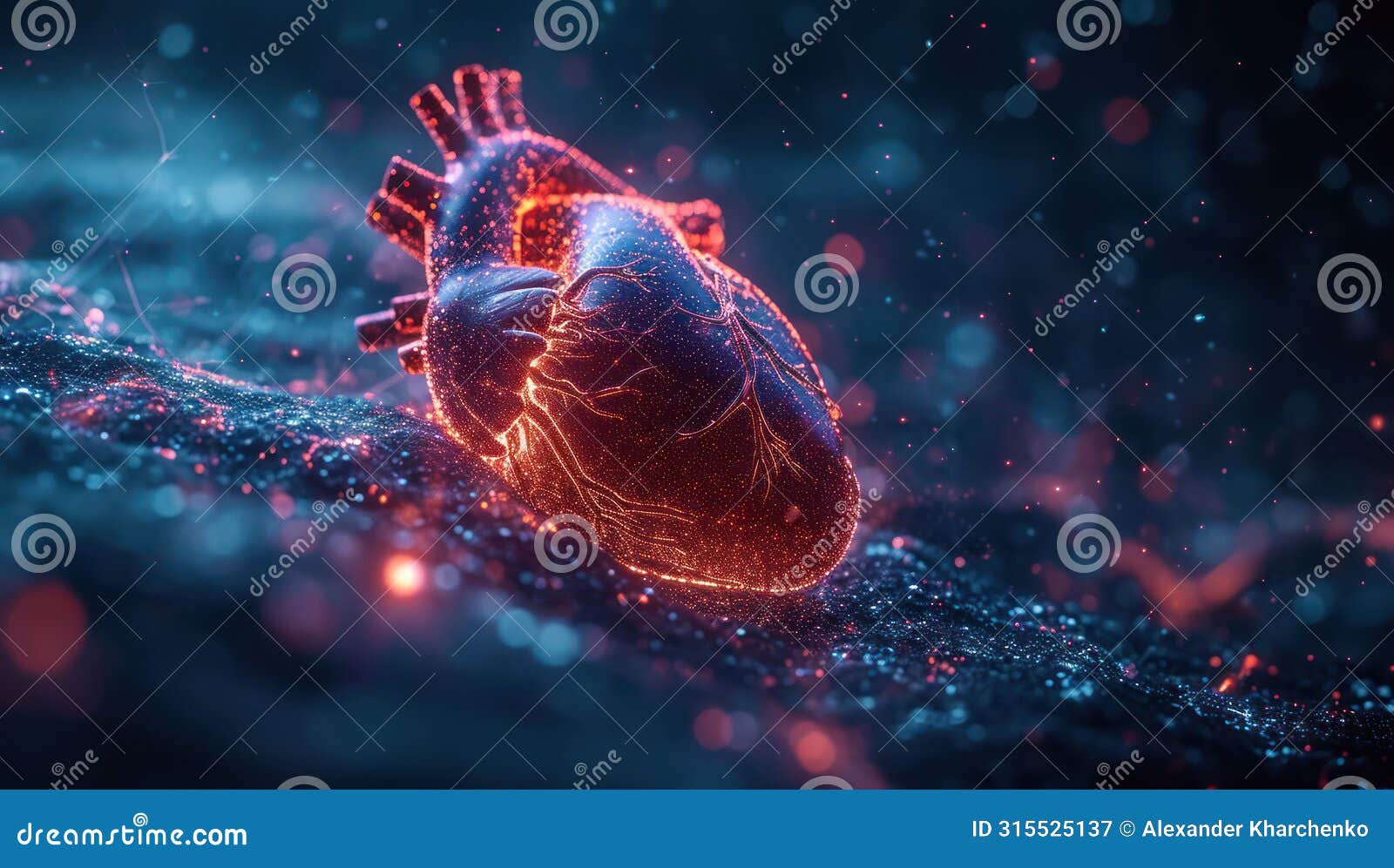 Genetic Engineering Concept. Human Heart with DNA Data on Background ...