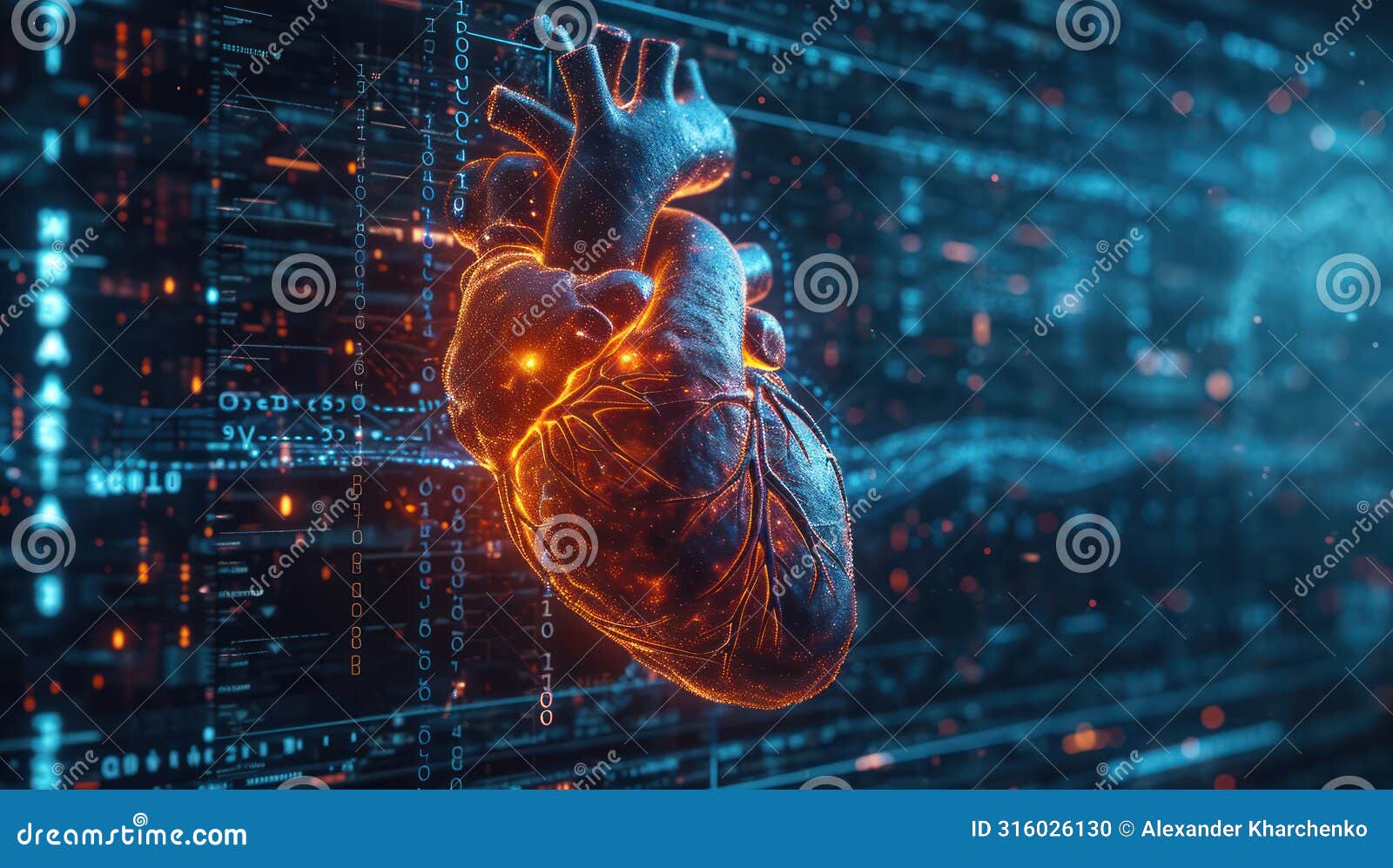 Genetic Engineering Concept. Human Heart with DNA Data on Background ...