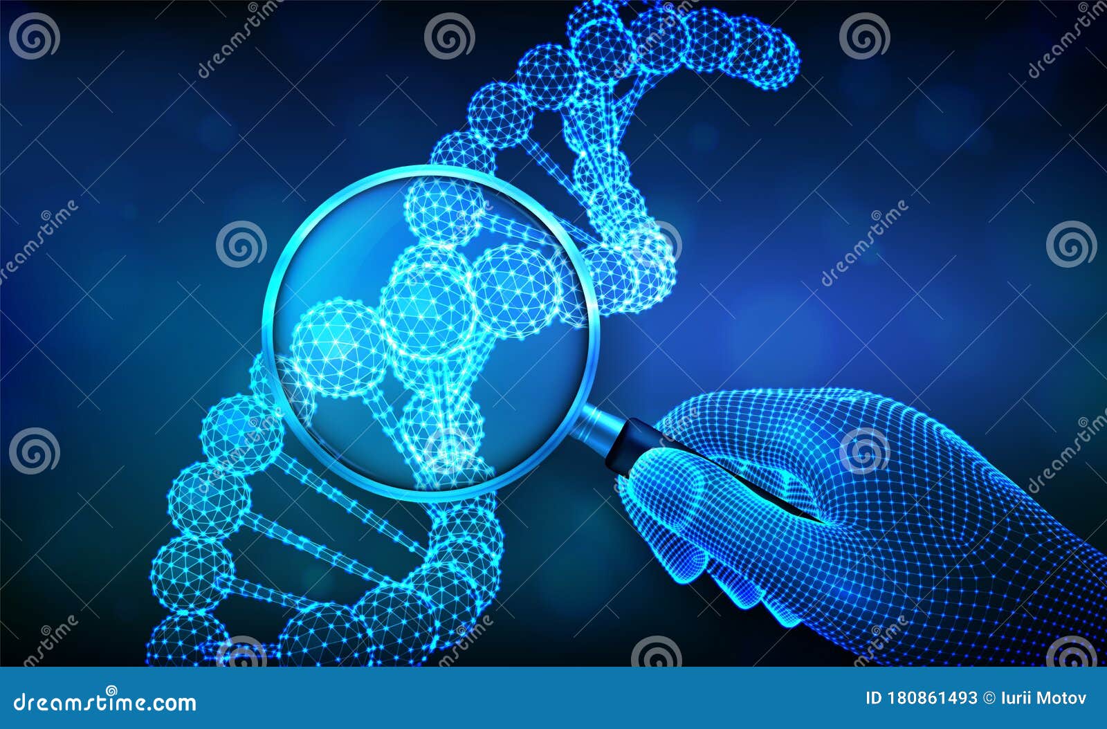 Genetic Engineering Concept with Magnifier in Hand and DNA Sequence ...