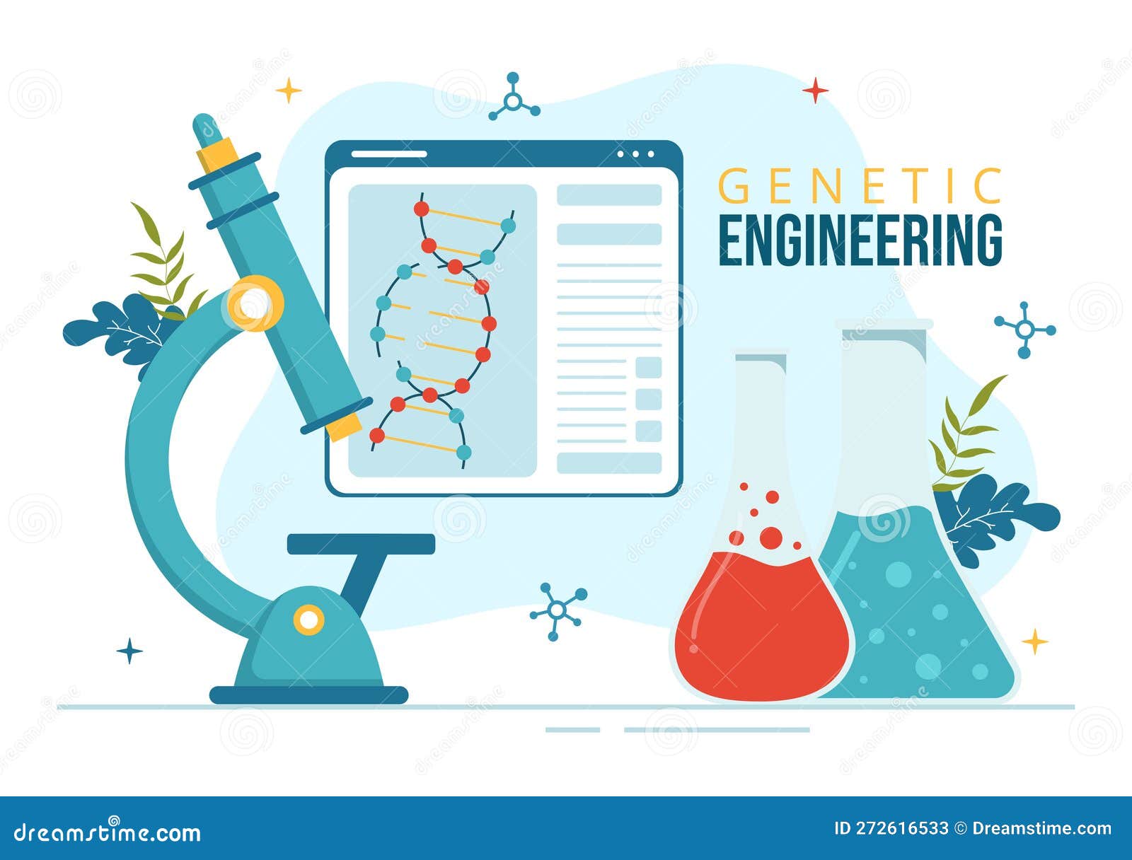 Genetic Engineering And DNA Modifications Illustration With Genetics ...