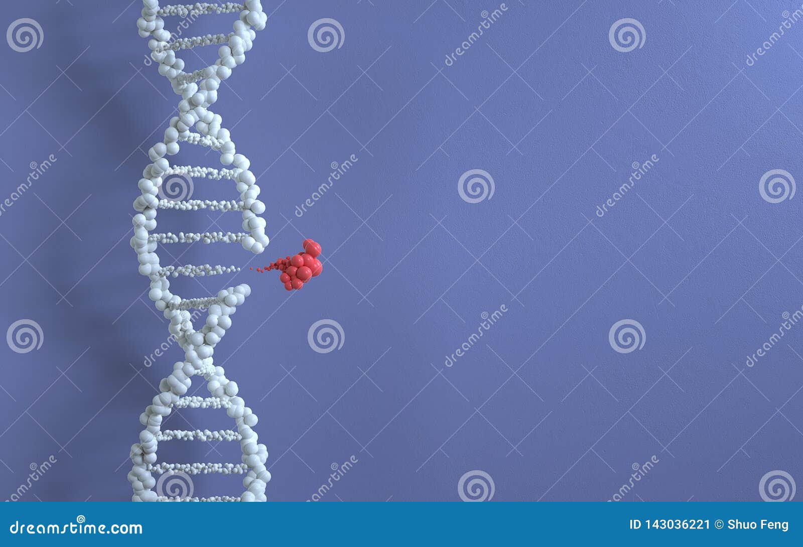 3D Illustration Helix DNA Molecule With Modified Genes. Correcting ...