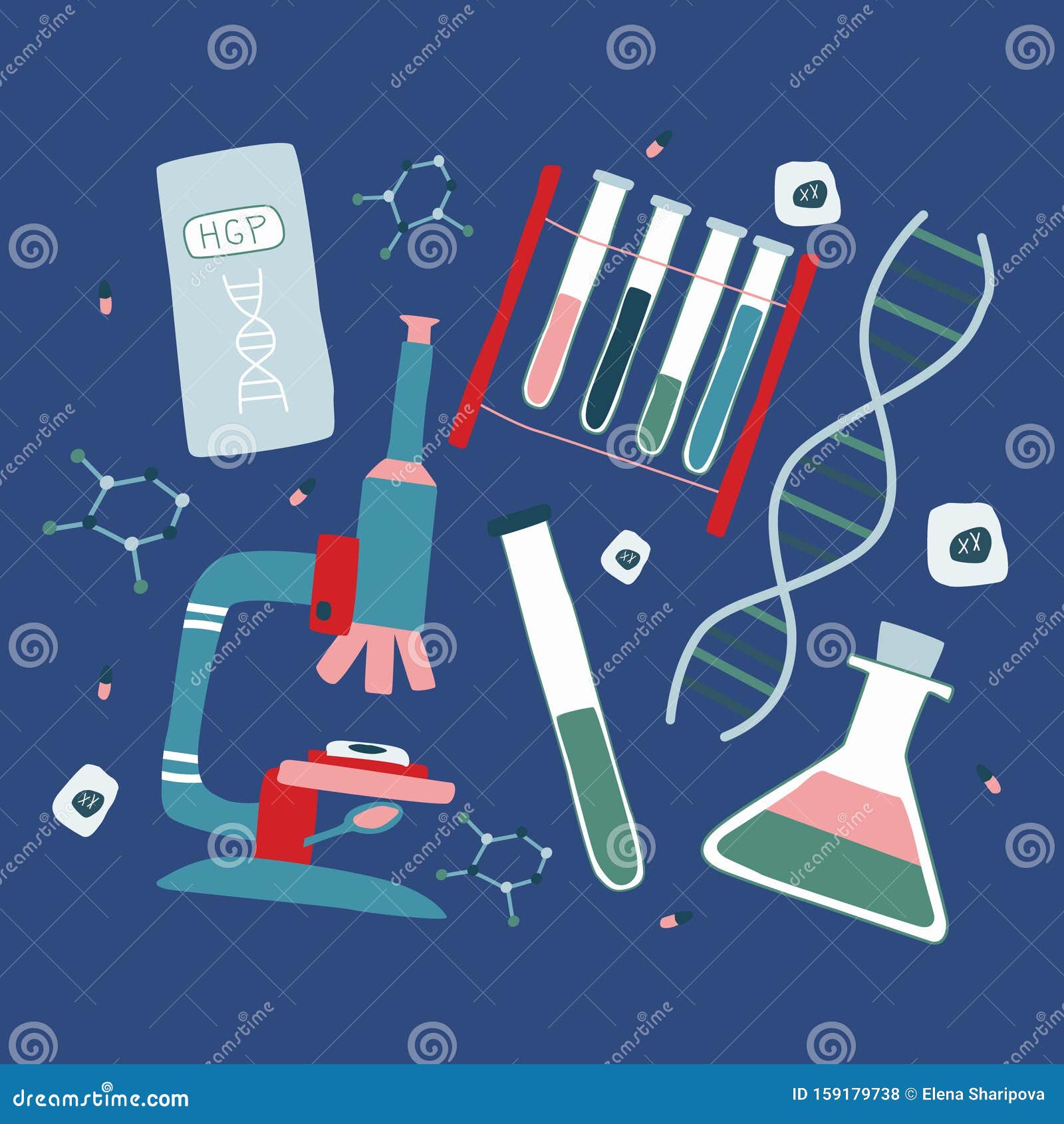 Chromosome, Cells And DNA On The White Background. Cartoon Vector ...