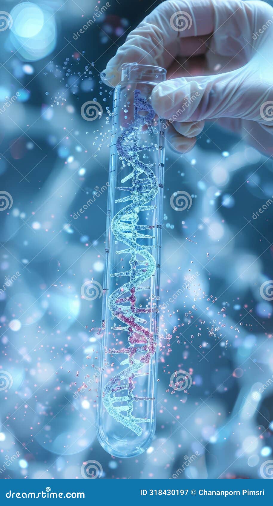 Genetic Engineering GMO and Gene Manipulation Concept Hand is Inserting ...