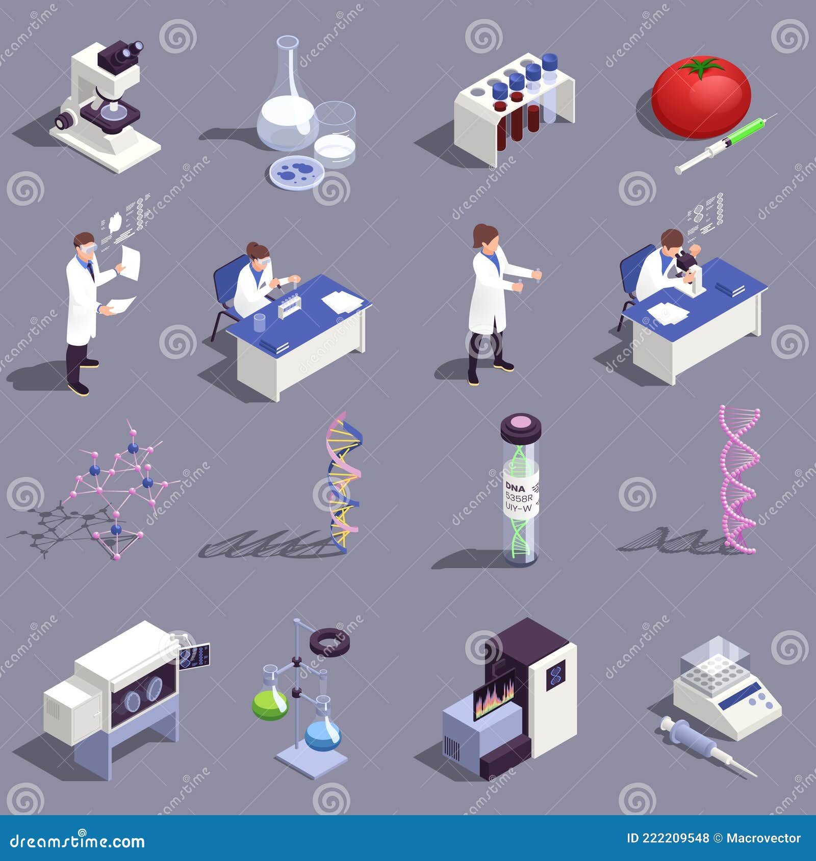 DNA Icons. Genetic Structure Code, DNA Molecule Models Isolated On ...