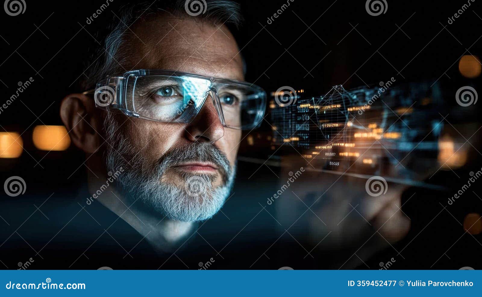 A Genetic Engineering Lab. a Scientist Observes Molecular Structures on ...