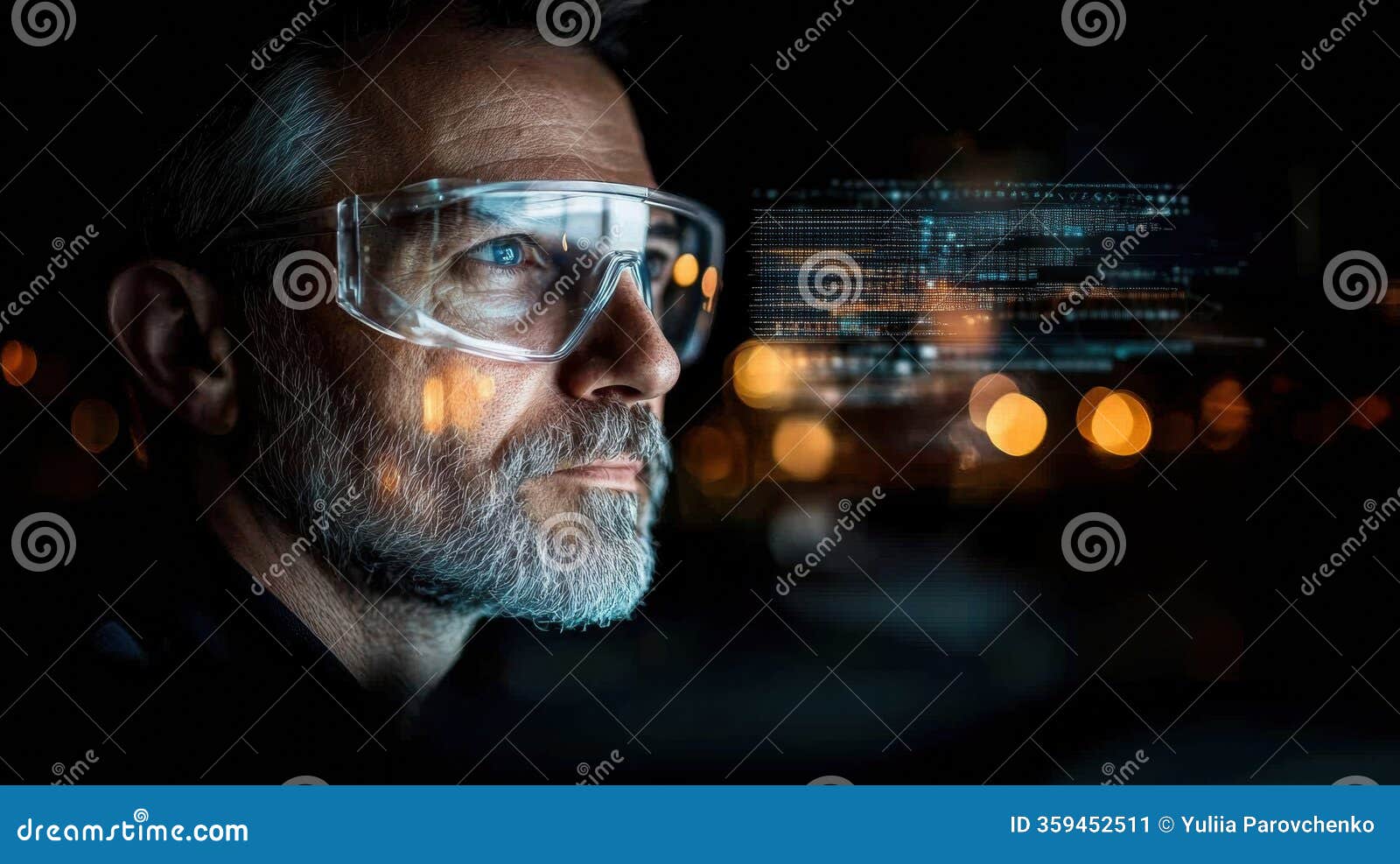 A Genetic Engineering Lab. a Scientist Observes Molecular Structures on ...