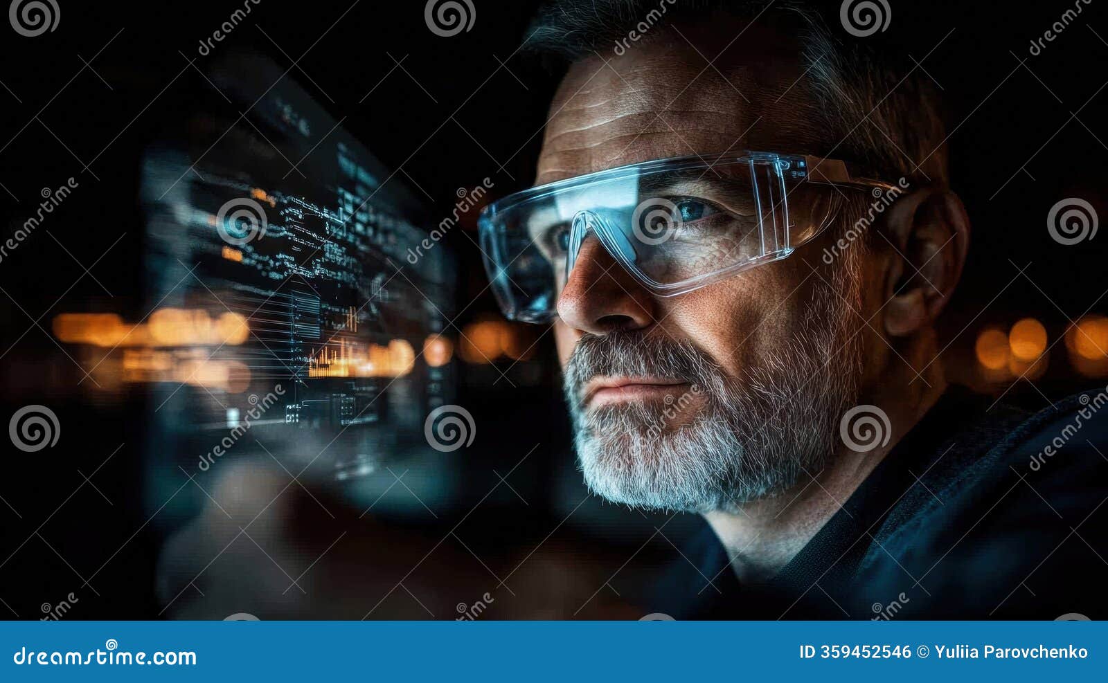 A Genetic Engineering Lab. a Scientist Observes Molecular Structures on ...