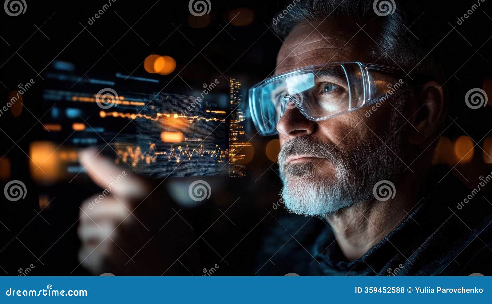 A Genetic Engineering Lab. a Scientist Observes Molecular Structures on ...