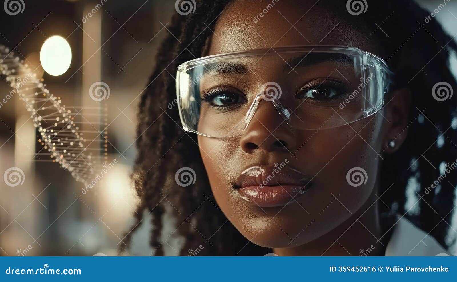 A Genetic Engineering Lab. a Scientist Observes Molecular Structures on ...
