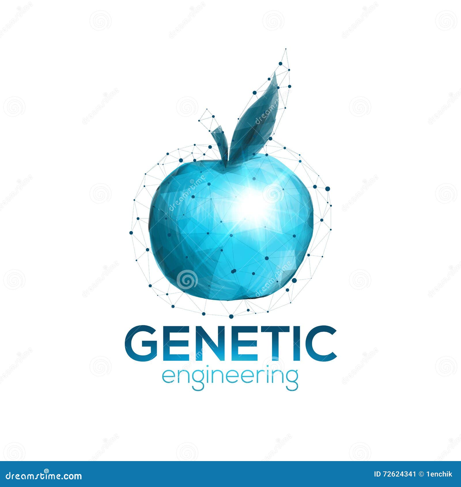 Genetic Engineering Logo Template with Blue Apple Symbol Stock Vector ...