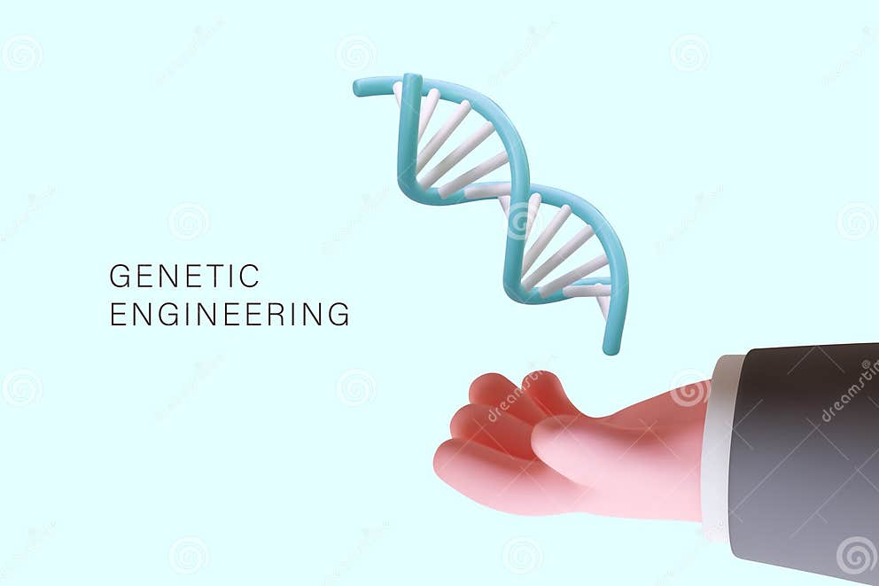 Genetic Engineering. Realistic Hand in Suit, DNA Double Helix Stock ...