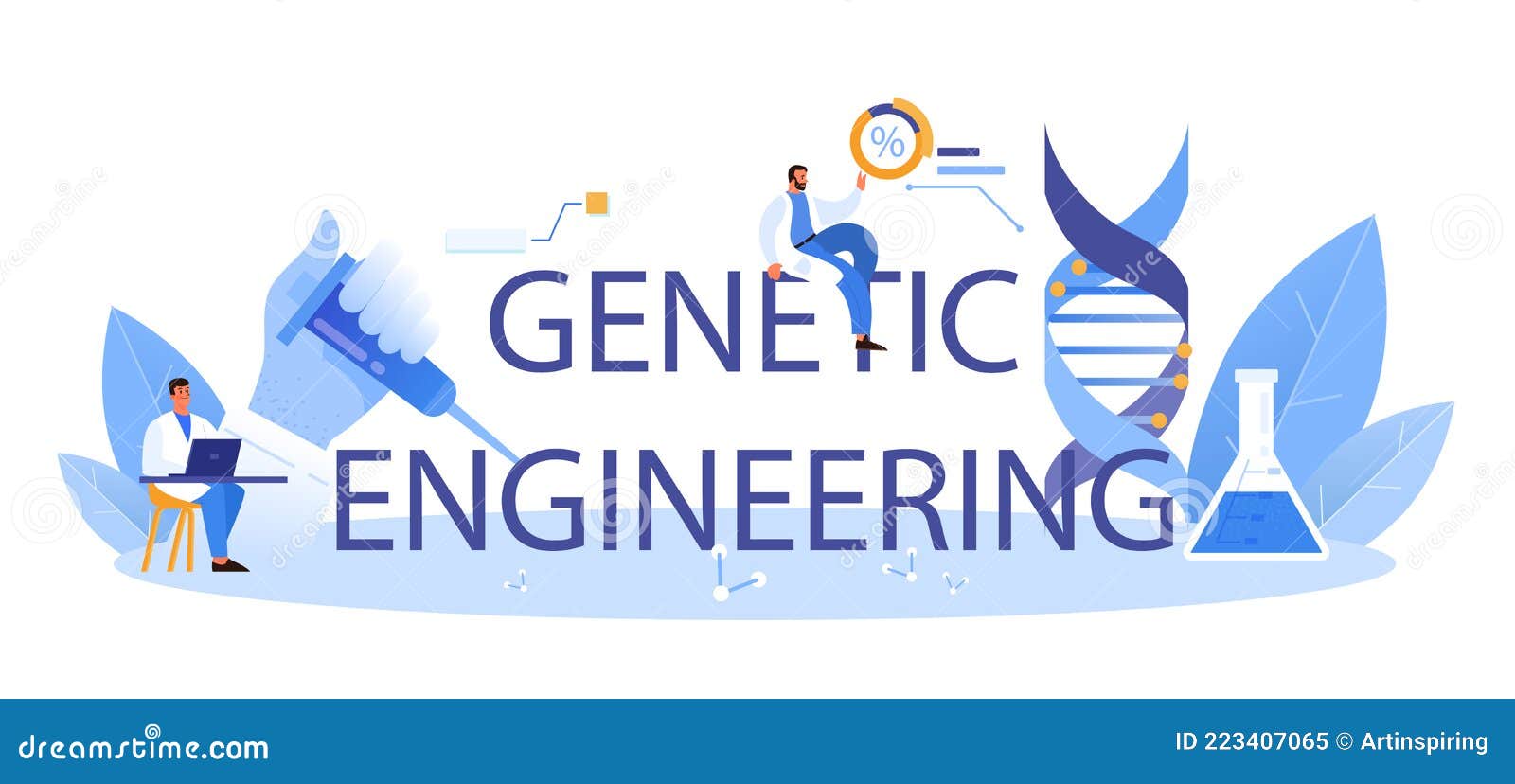 Genetic Engineering Typographic Header. Medicine and Science Technology ...