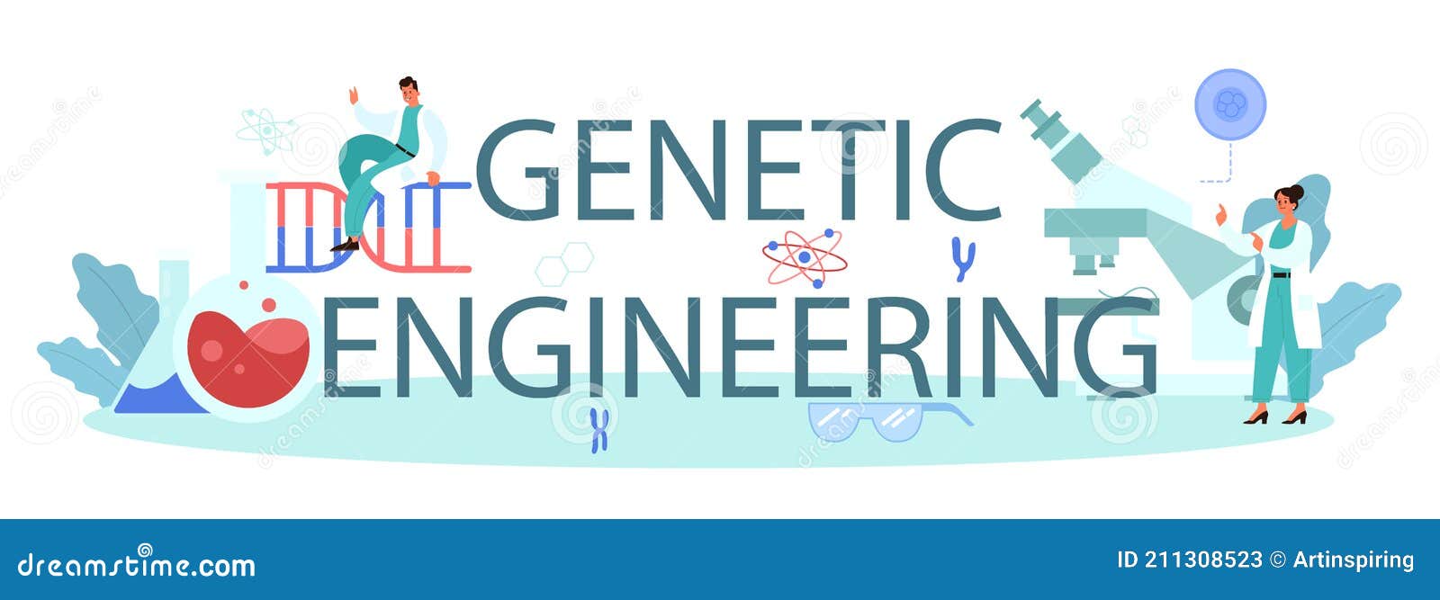 Genetic Engineering Typographic Header. Medicine and Science Technology ...