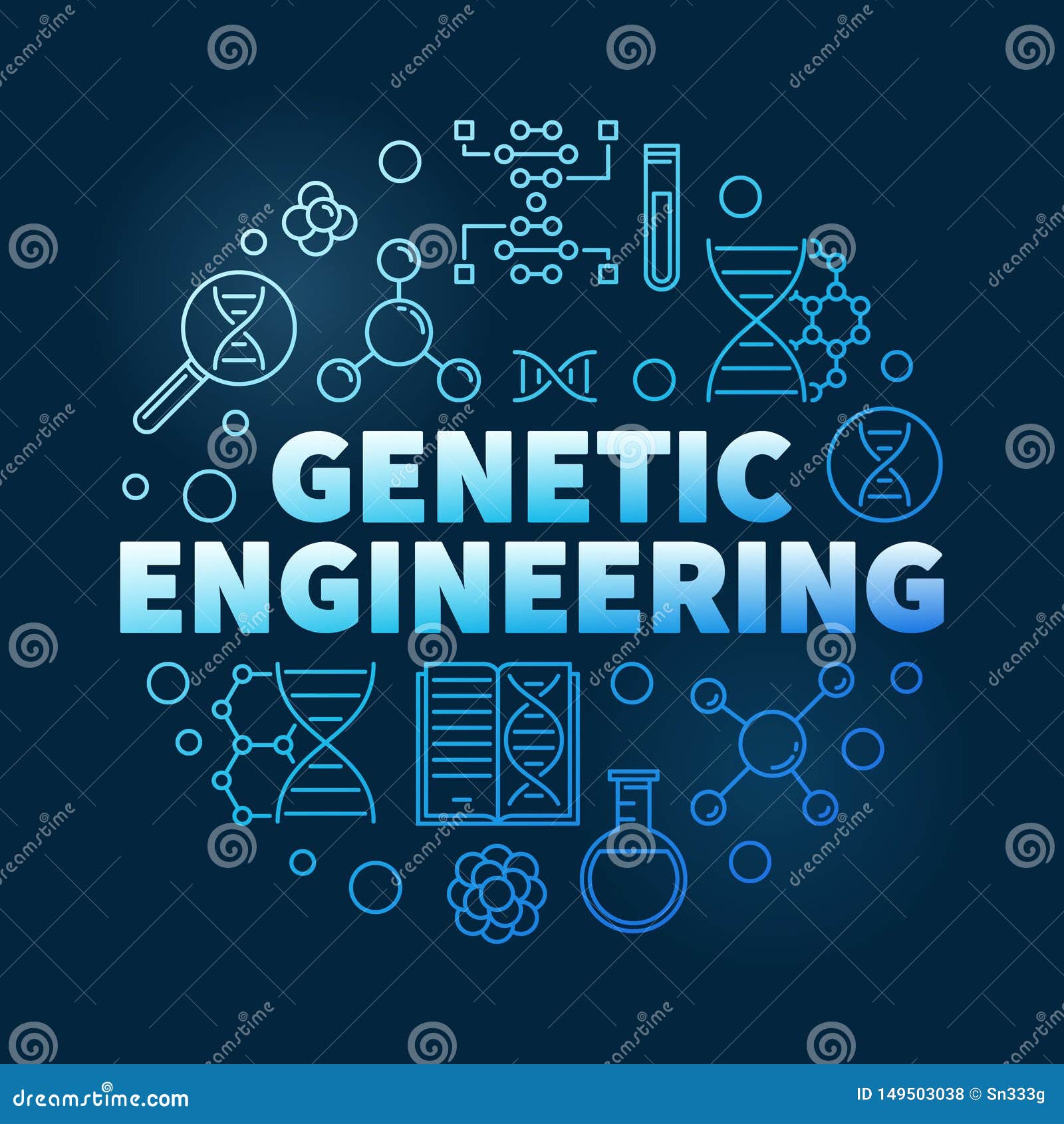 Genetic Engineering Vector Circular Linear Blue Illustration Stock ...