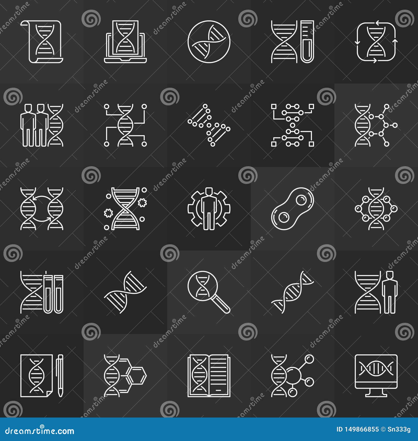 Genetics Line Icons Collection. DNA, Chromosomes, Genes, Alleles ...