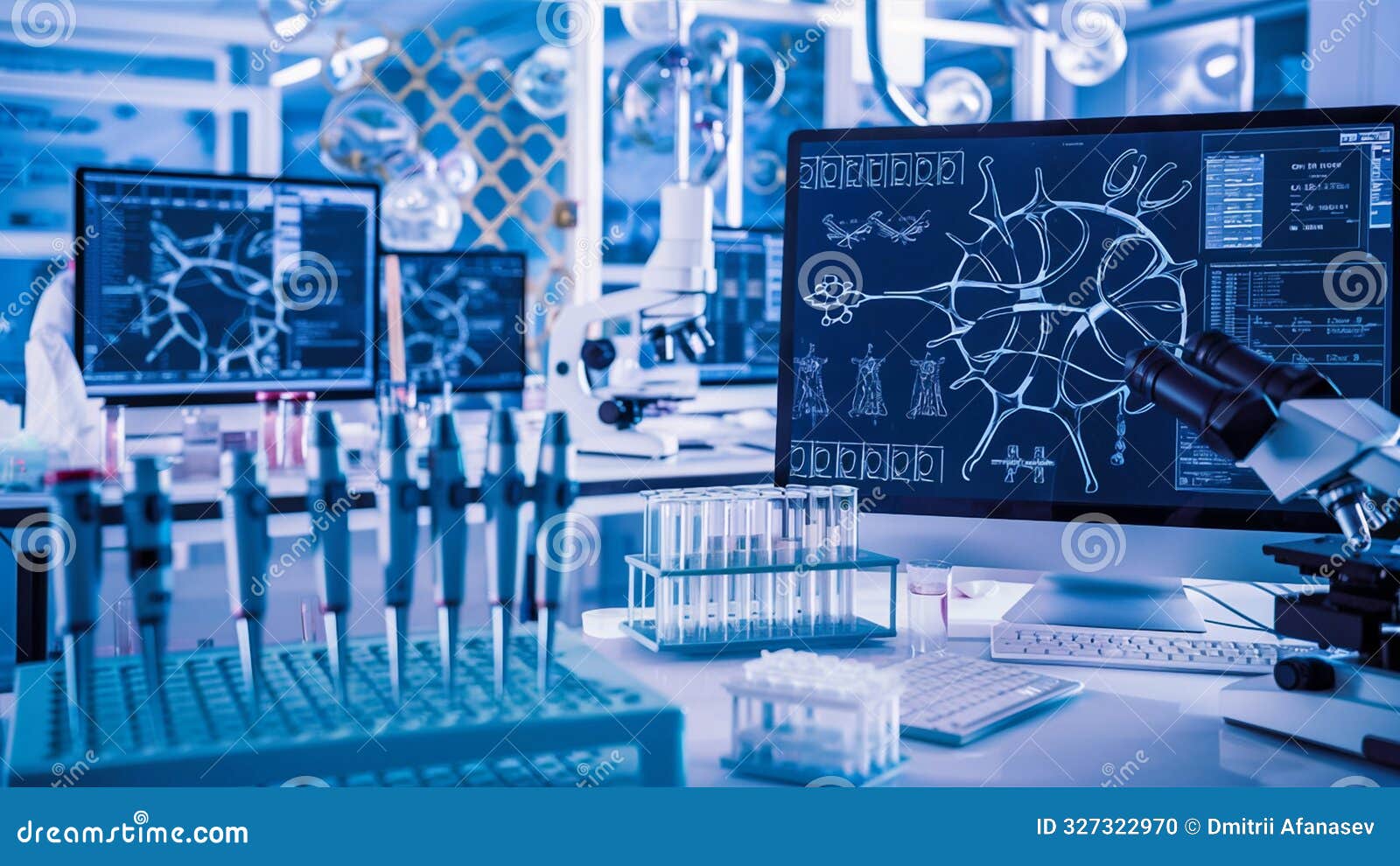 Genetic Modification Protocols on Laboratory Screens Stock Illustration ...