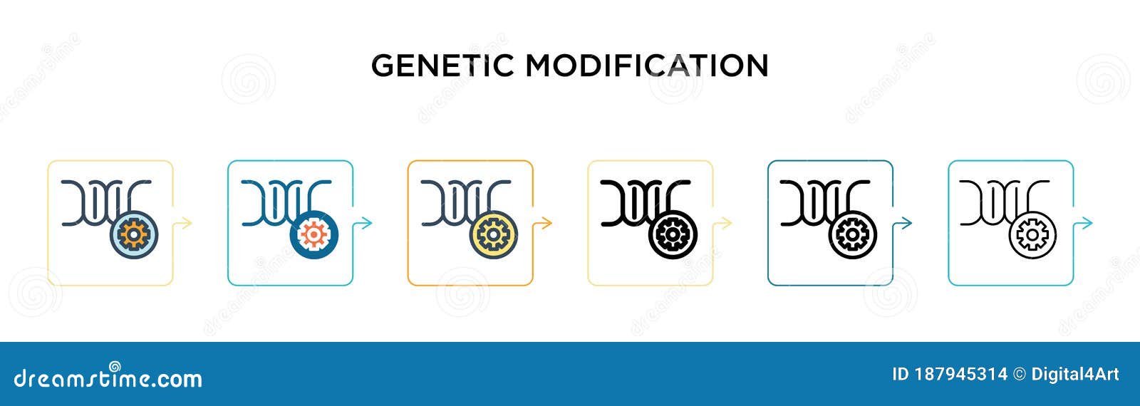 Genetic Modification Vector Icon in 6 Different Modern Styles. Black ...