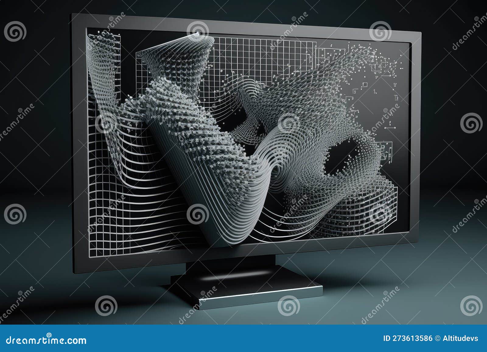 Genetic Programming Algorithm Creating Series Of Lines And Shapes On Computer Screen Stock