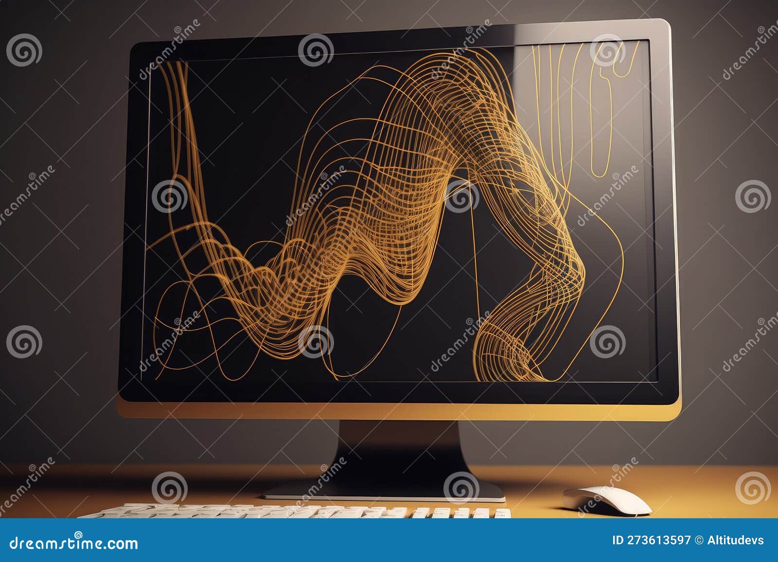 Genetic Programming Algorithm Creating Series Of Lines And Shapes On Computer Screen Stock