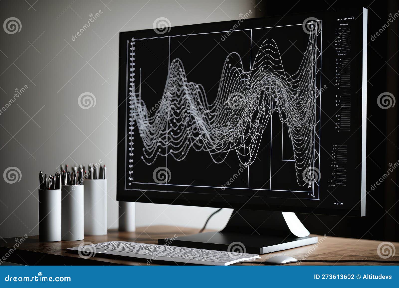 Genetic Programming Algorithm Creating Series Of Lines And Shapes On Computer Screen Stock