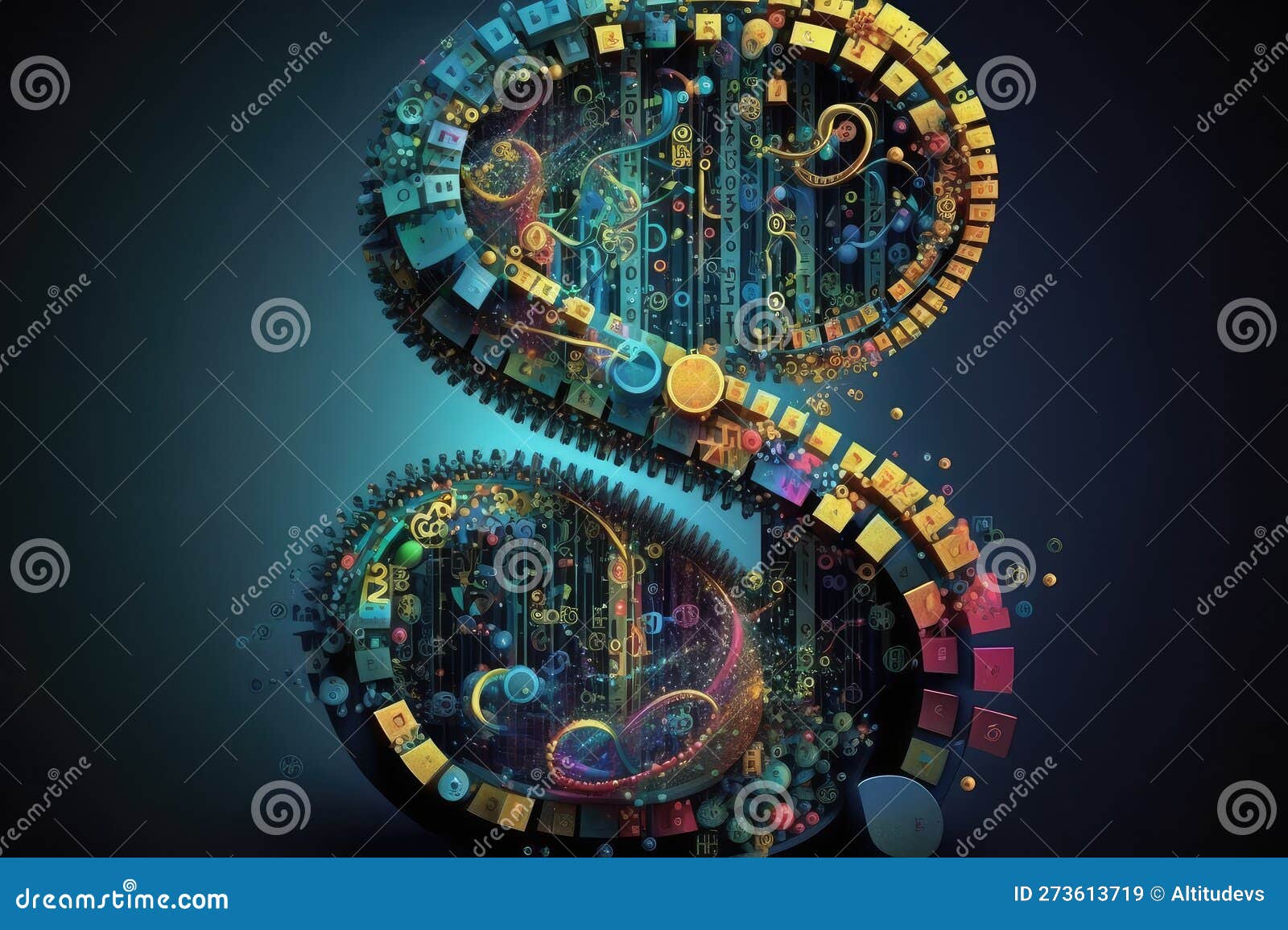 Genetic Programming System Creating Solution To Complex Mathematical Problem Stock Illustration