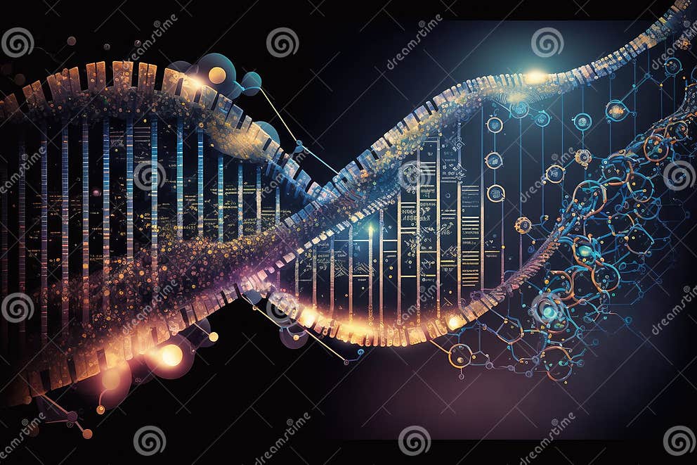 Genetic Programming System, with View of Dna Strand and Coding Visible ...
