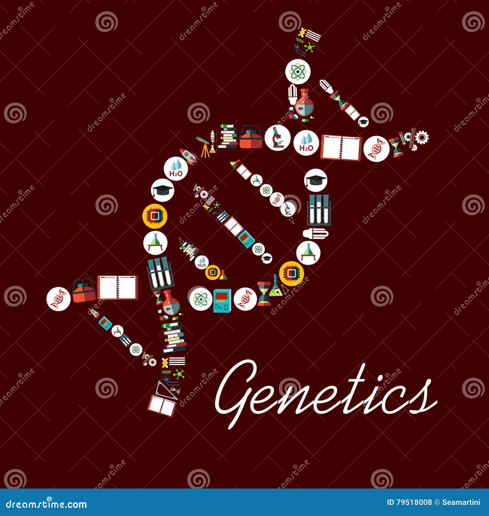 Genetic Science Symbols in DNA Shape Icon Stock Vector - Illustration ...