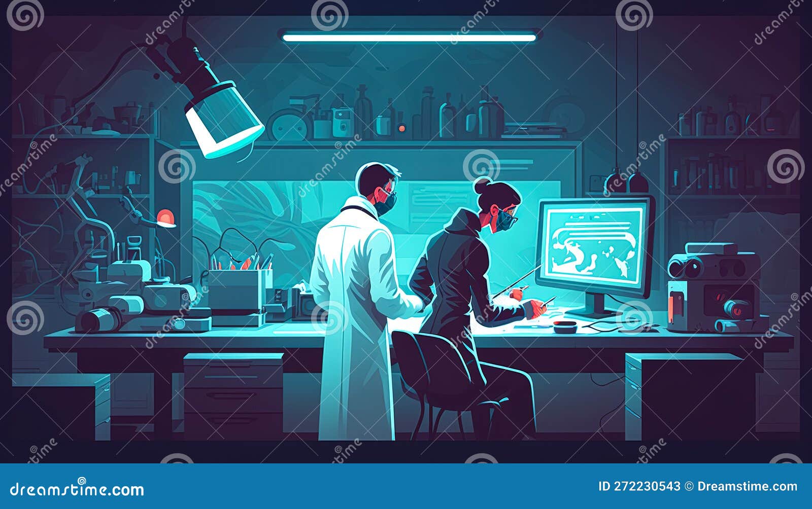Genetic Scientists Working on a Virus in the Laboratory. Generative AI ...