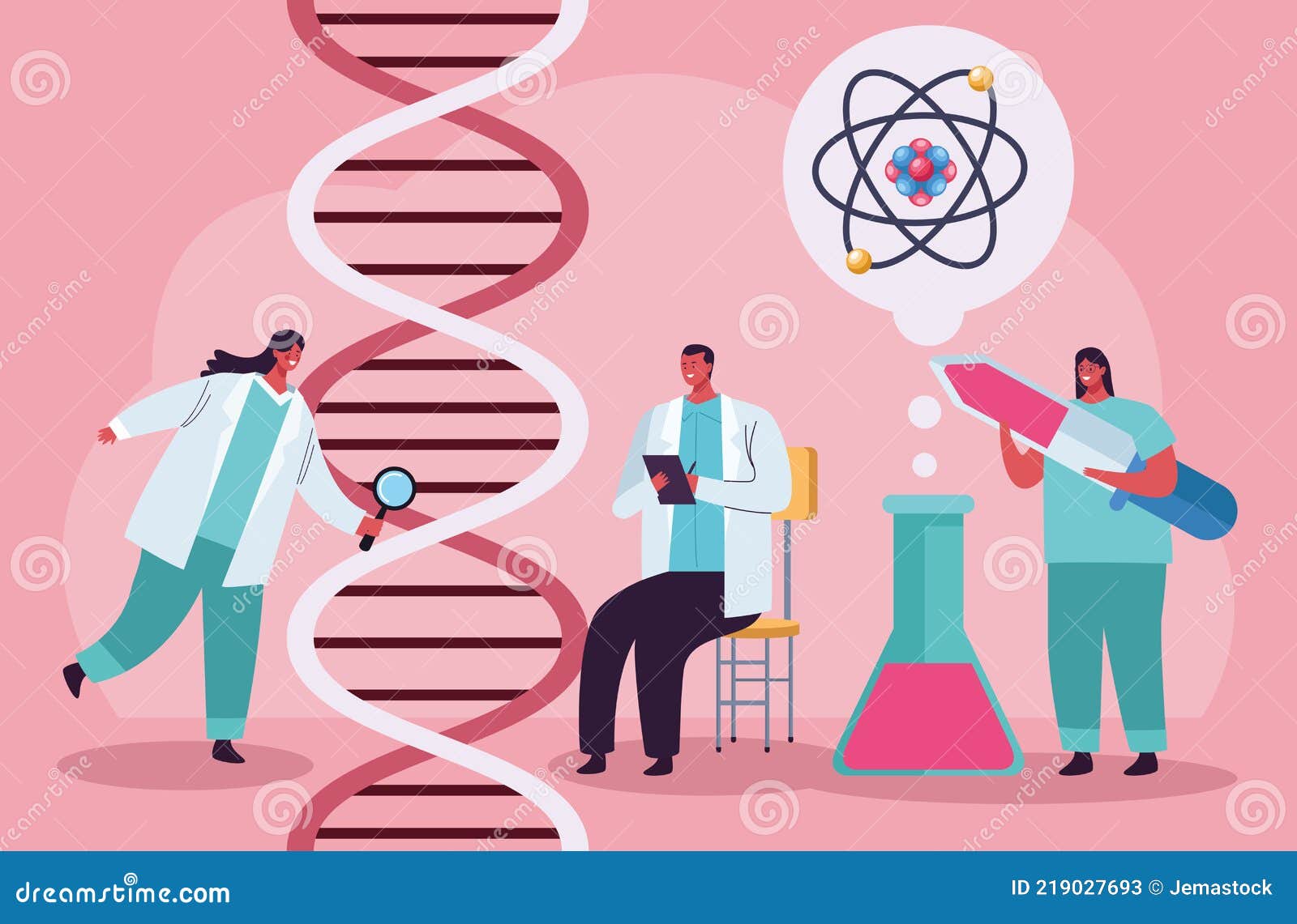 Genetic testing with dna stock vector. Illustration of chair - 219027693