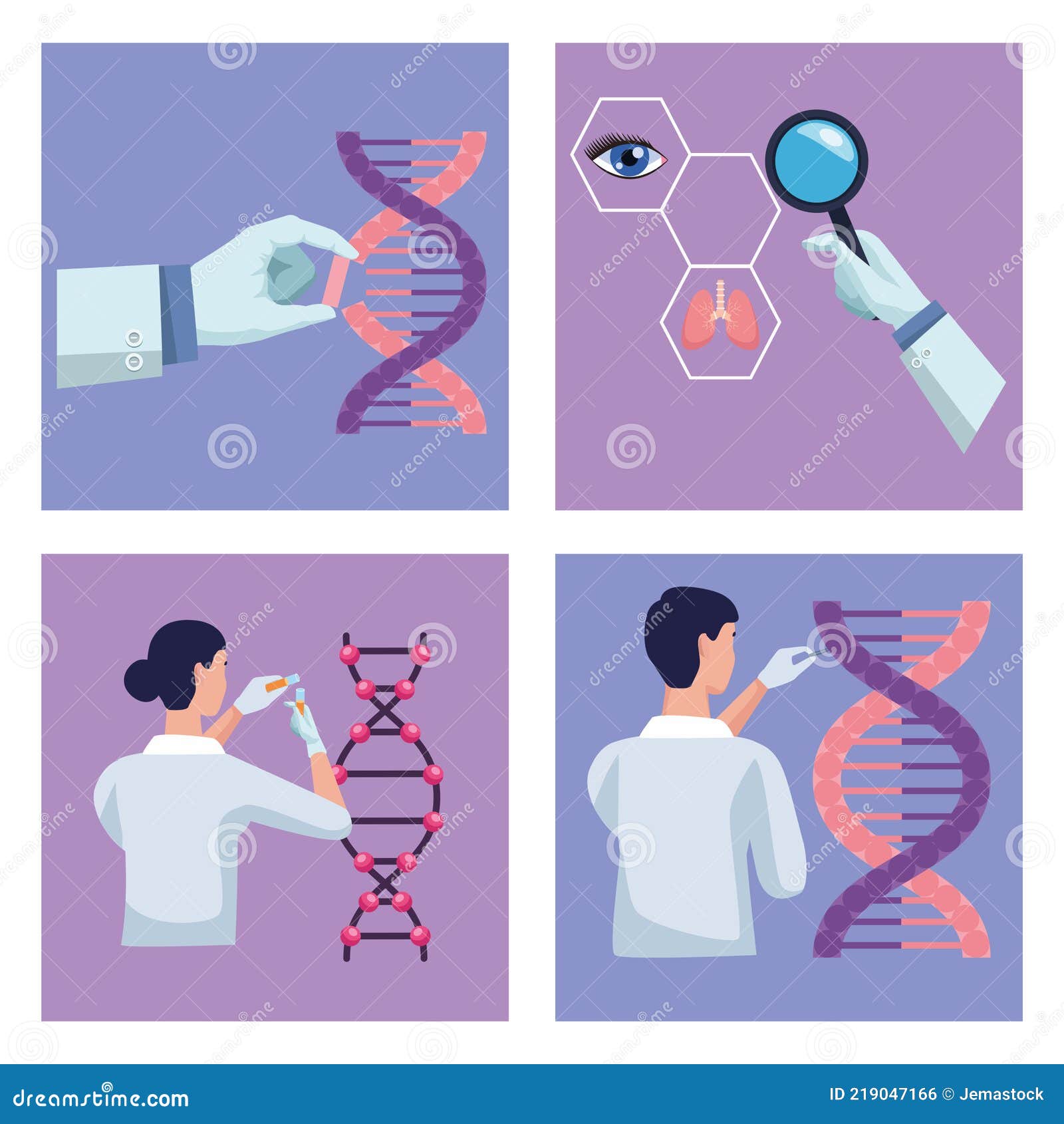 Genetic testing four icons stock vector. Illustration of chemistry ...