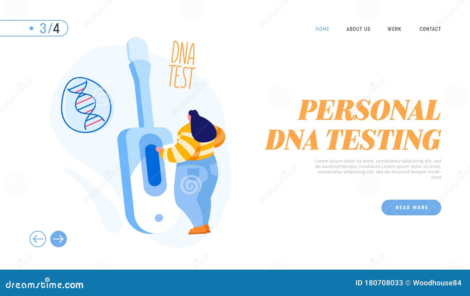 Genetic Testing Technology Landing Page Template. Tiny Female Character ...