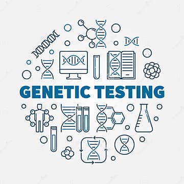 Genetic Testing Vector Round Illustration in Thin Line Style Stock ...