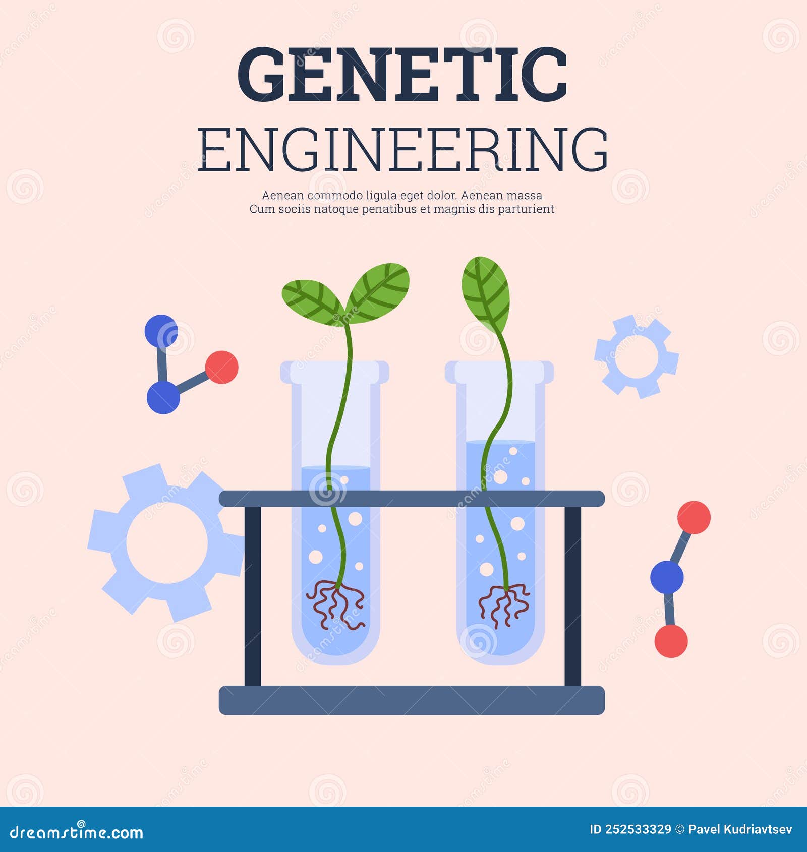 Genetically Engineering Banner with Lab Equipment Flat Vector ...