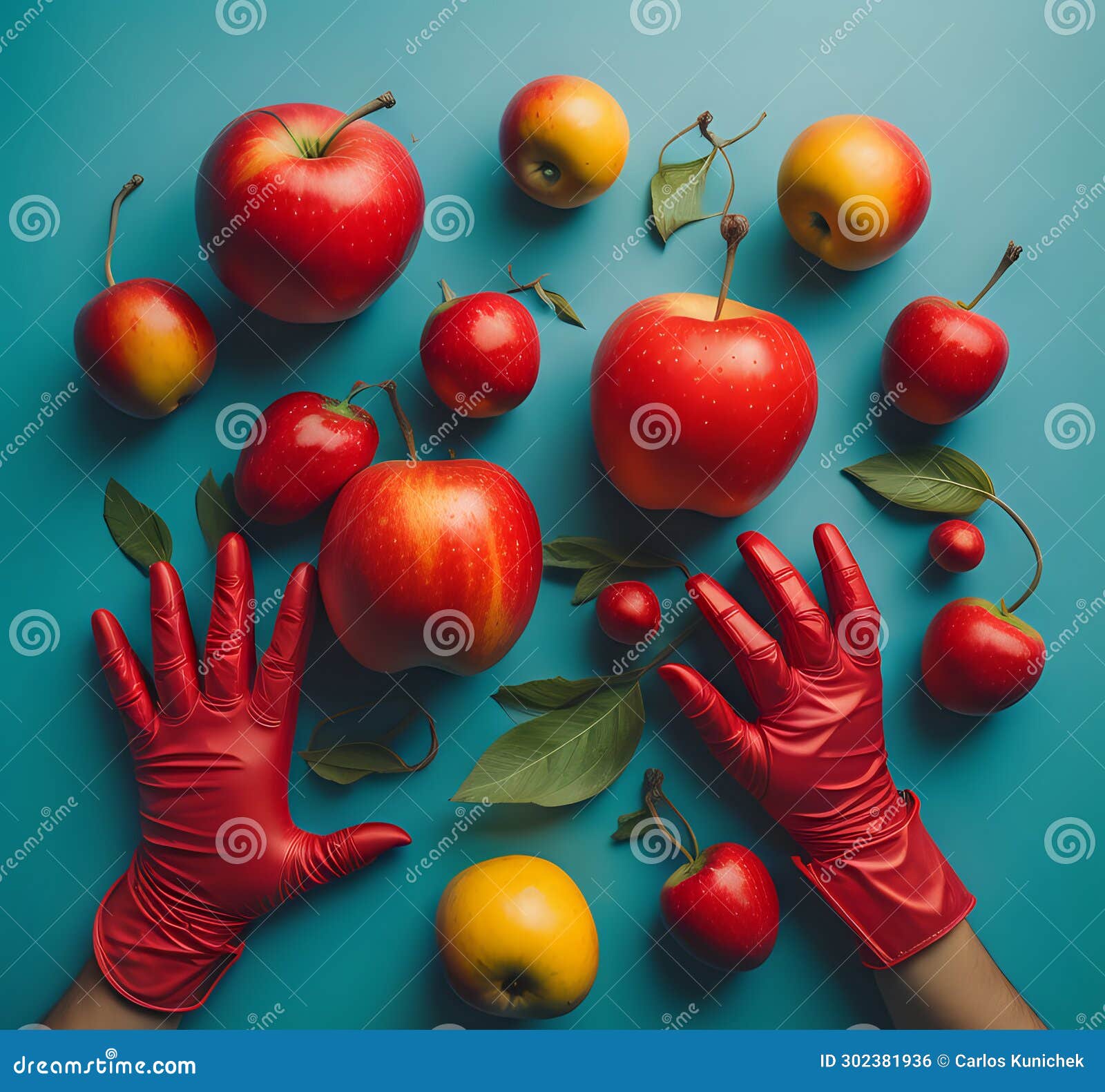 Genetically Modified Apples of Different Sizes and Colors-generated by ...